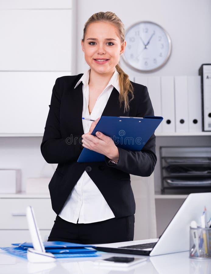 Secretary Writing Instructions Stock Image - Image of smiling, place ...