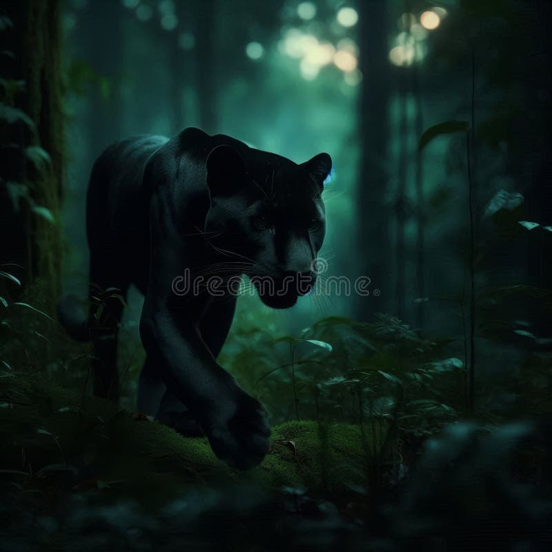 Secretive Jungle Panther stock illustration. Illustration of lush ...