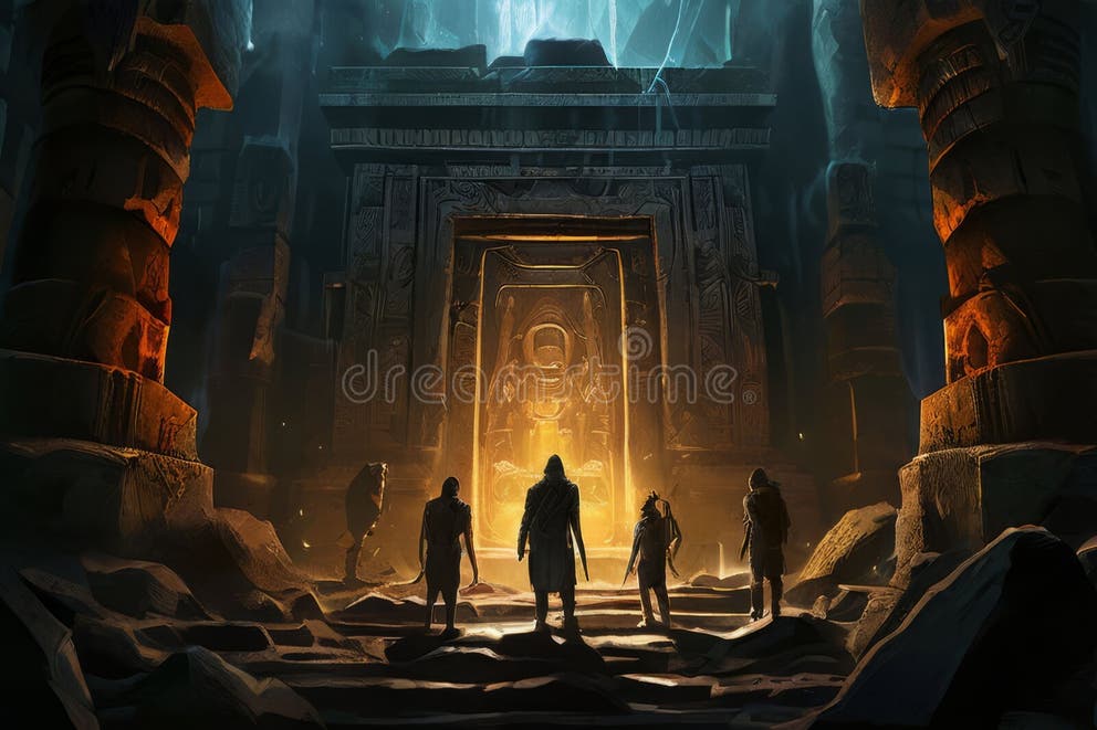 The Secrets of the Ancient Temple a Group of Explorers Venture I Stock ...
