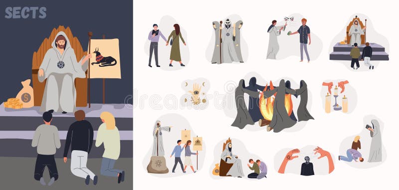 Sect Cult Compositions Set stock vector. Illustration of human - 288385310