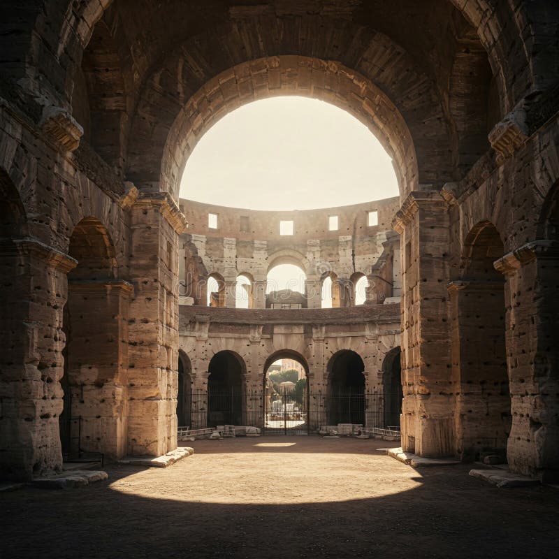 A Section of the Ancient Colosseum in Rome, Italy, with Arched ...