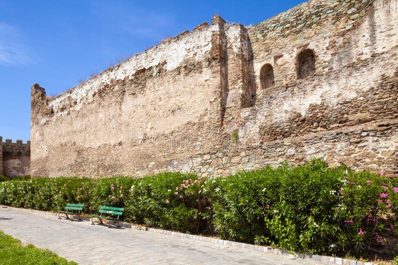 Section of the Ancient Walls of Thessaloniki Stock Image - Image of ...