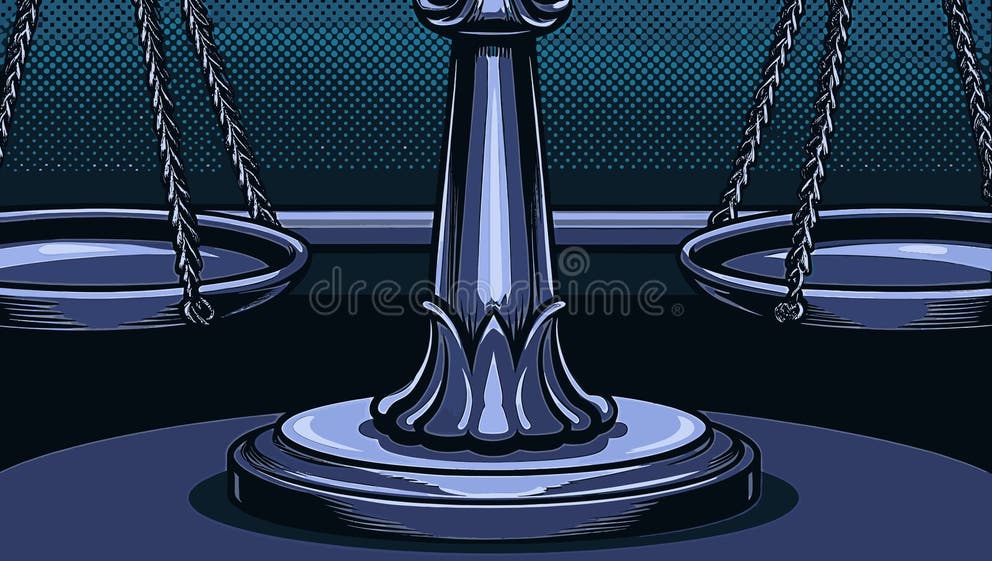 A Section from a Balance Scales Depicted in Blue Tones. Stock ...