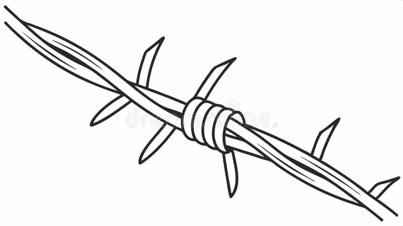 Section of Barbed Wire Fence Element, Security Barrier Graphic Vector ...
