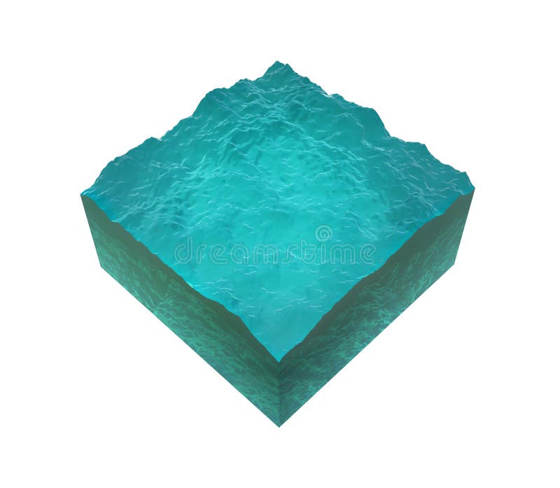 Section Bleue De Cube En Eau De Mer Illustration Stock - Illustration ...