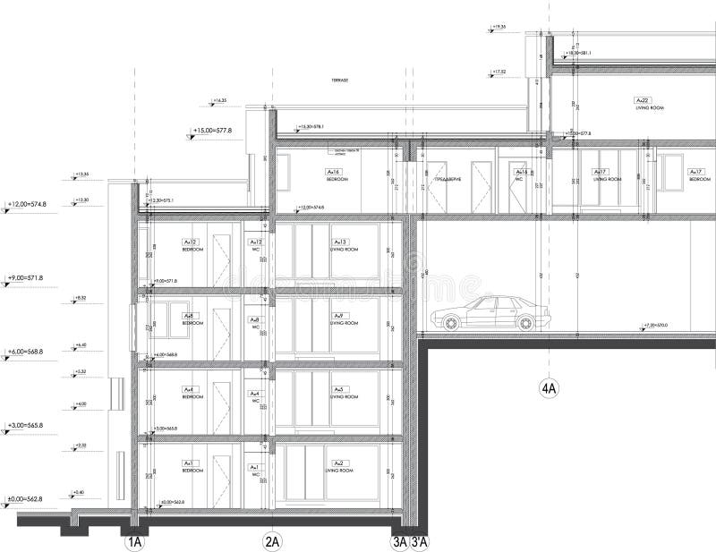 Building floor plan stock illustration. Illustration of dimension ...