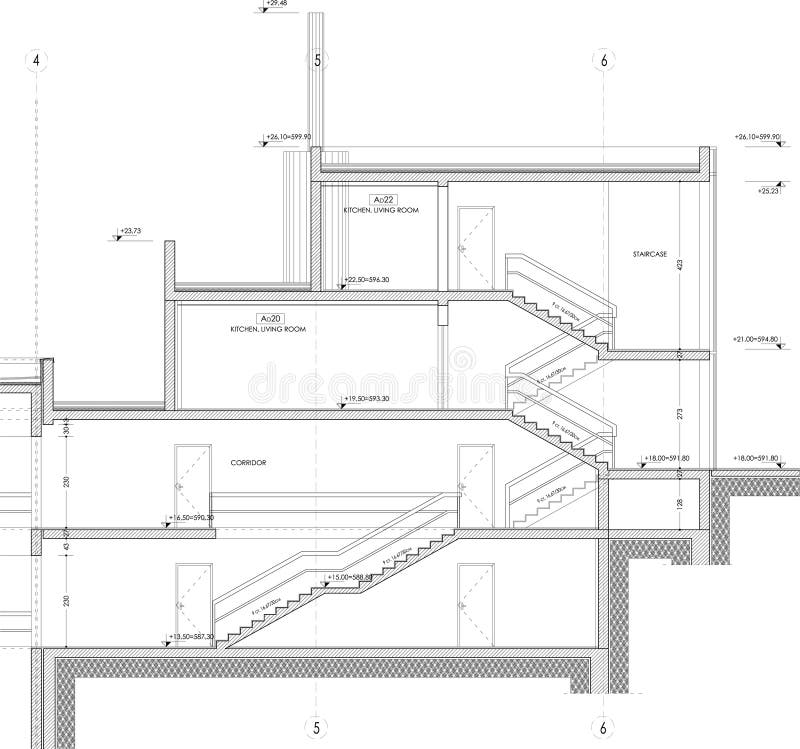 Section building drawing stock illustration. Illustration of resort ...