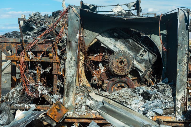Section of a Burned Motor Home Stock Image - Image of home, incinerated ...