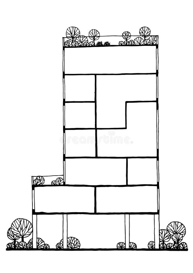 Building section drawing stock vector. Illustration of wall - 12361184