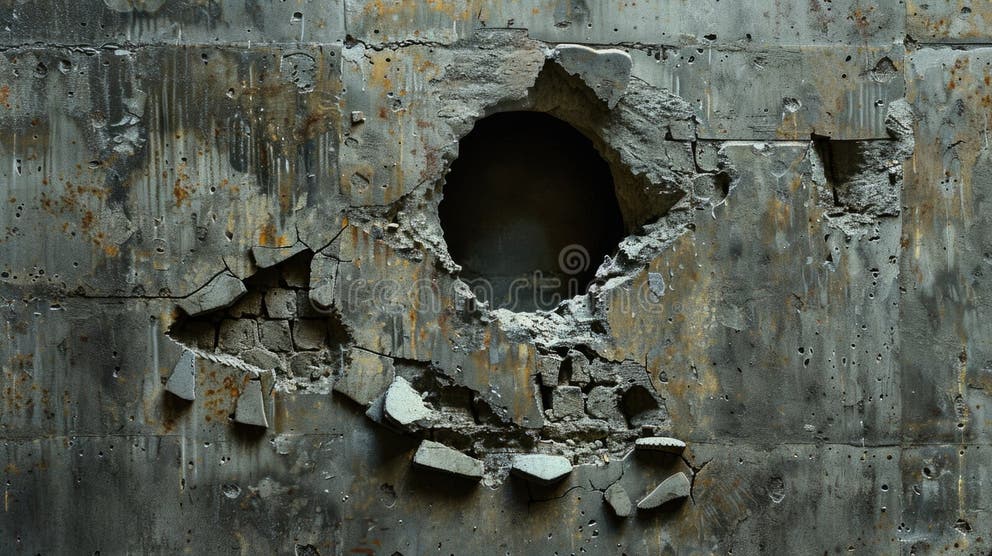 A Section of a Concrete Wall with a Tear or Opening, Suitable for Use ...