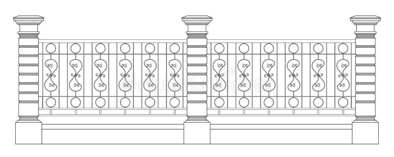 2 Section of 2D Decorative Fencing Drawing. Stock Illustration ...