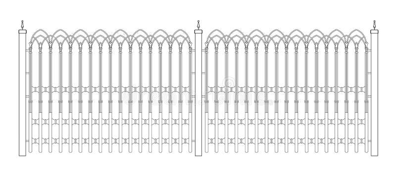 2 Section of 2D Decorative Fencing Drawing. Stock Illustration ...