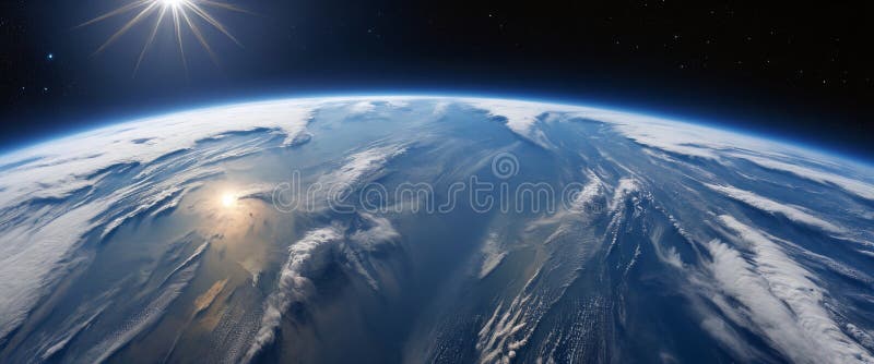 Section of the Earth S Surface with Clouds and Earth S Surface and ...