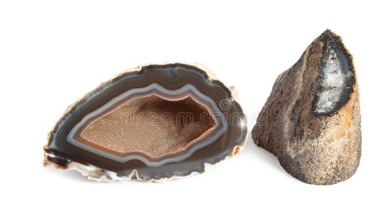 Section and External View of a White and Blue Geode Stock Image - Image ...