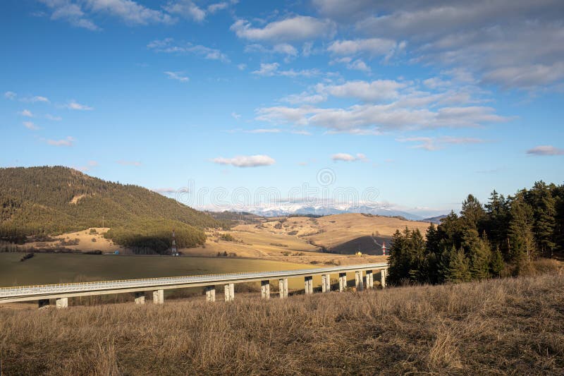 Section of Highway Under Construction on Hilly Landscape Stock Image ...