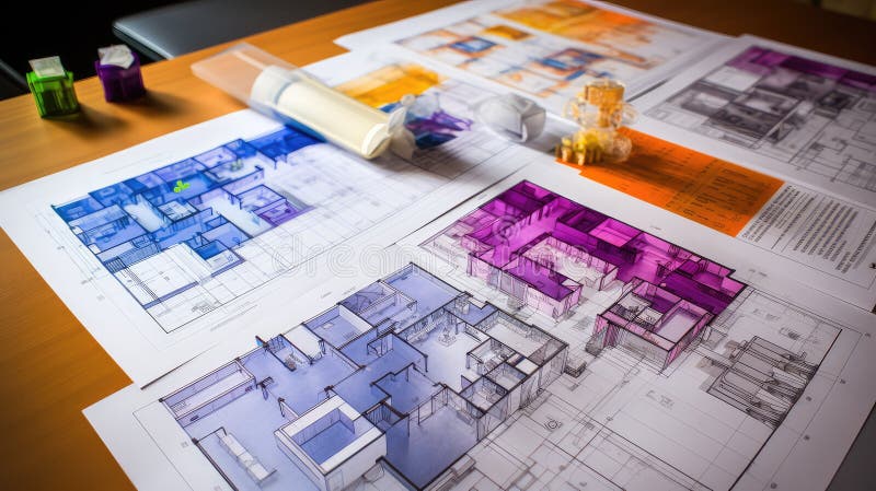 Section home blue prints stock illustration. Illustration of house ...