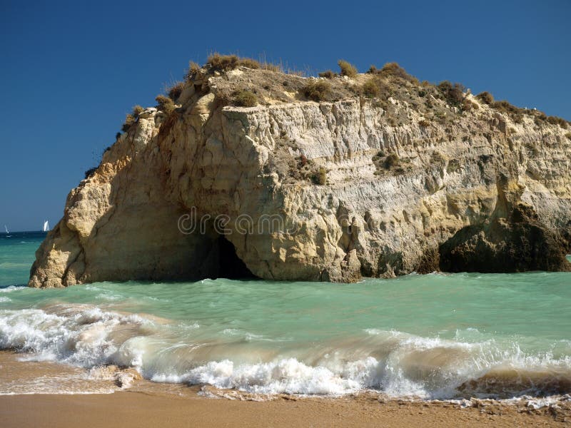 A Section of the Idyllic Praia De Rocha Beach Stock Image - Image of ...