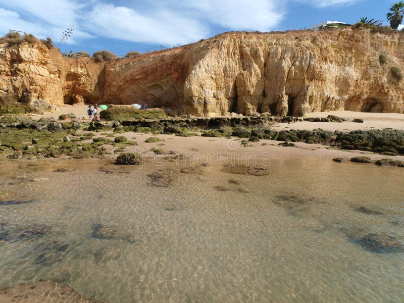 The Idyllic Praia De Rocha Beach on the Algarve Region. Stock Image ...