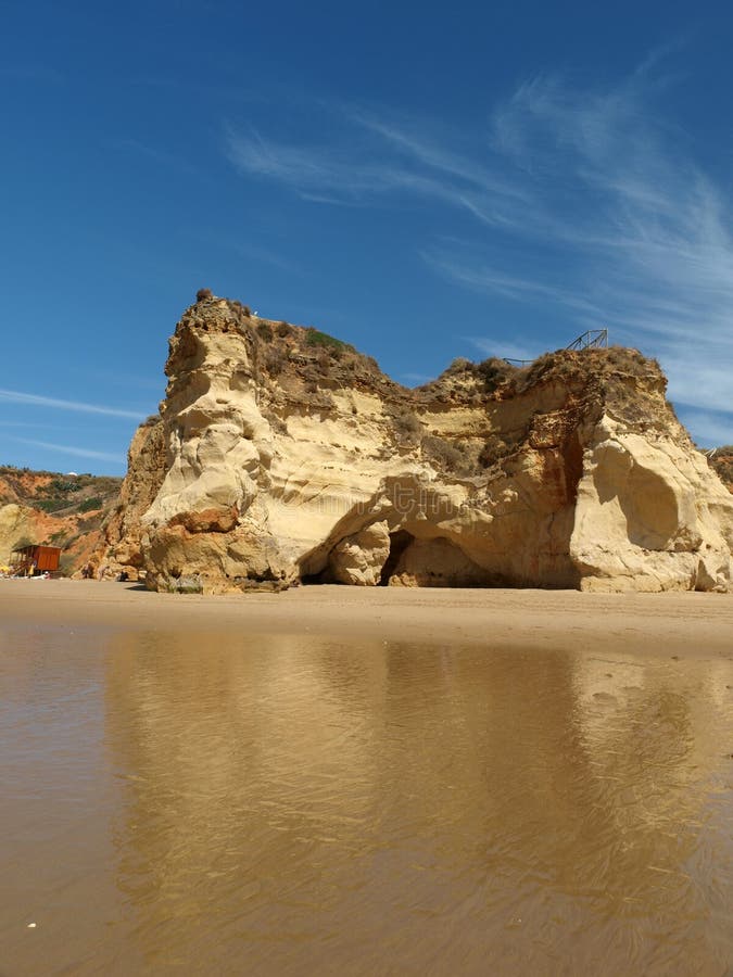The Idyllic Praia De Rocha Beach on the Algarve Region. Stock Photo ...