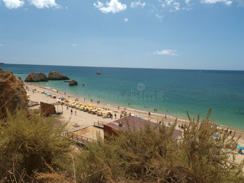 The Idyllic Praia De Rocha Beach on the Algarve Region. Stock Photo ...