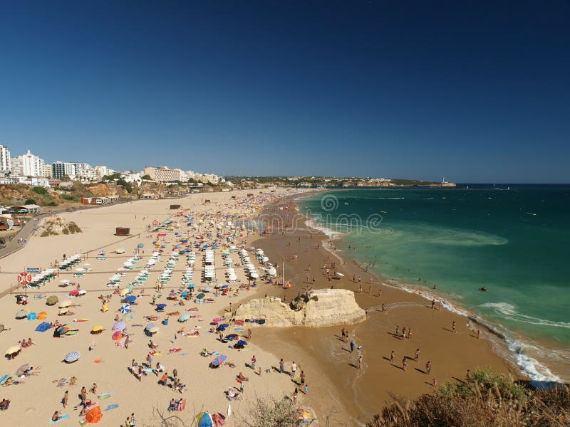 The Idyllic Praia De Rocha Beach on the Algarve Region. Stock Photo ...