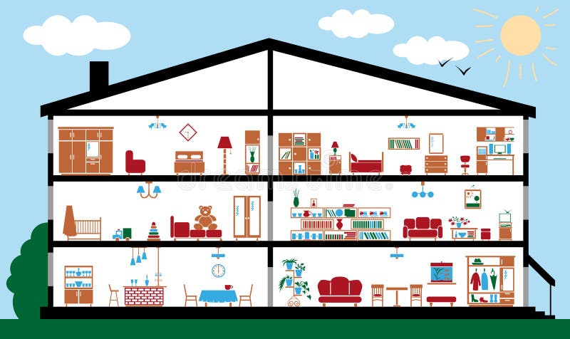 Section of interior house stock vector. Illustration of architecture ...