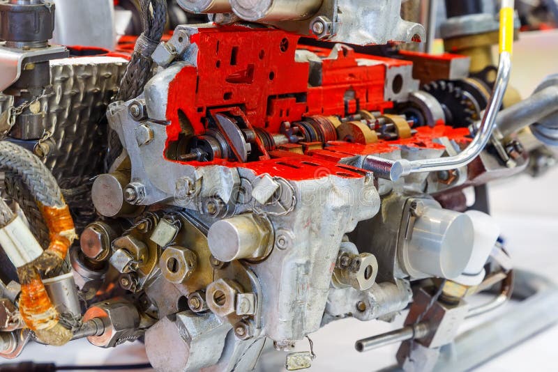 Section of an Modern Engine Black and White Stock Image - Image of ...