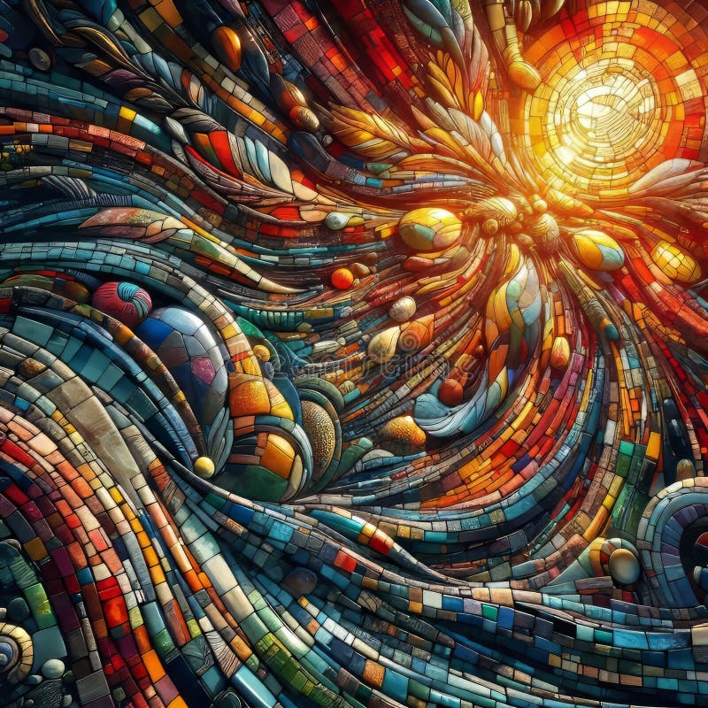 A Section of a Mosaic with Vibrant Colors and Textures Seen from Stock ...