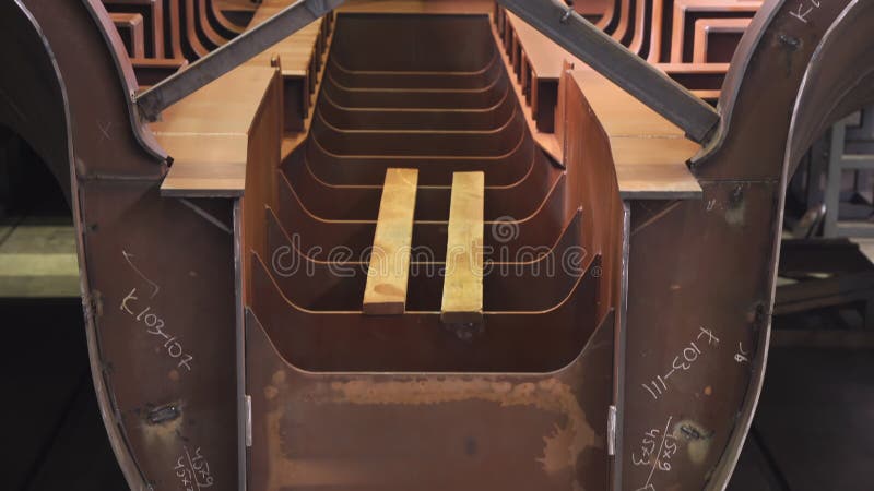 Section of New Ship with Empty Lower Hold and Marks in Dock Stock Video ...