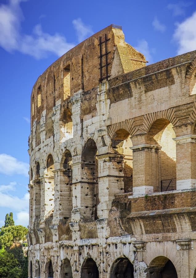 Section of Roman Coliseum Under Blue Stock Photo - Image of ...