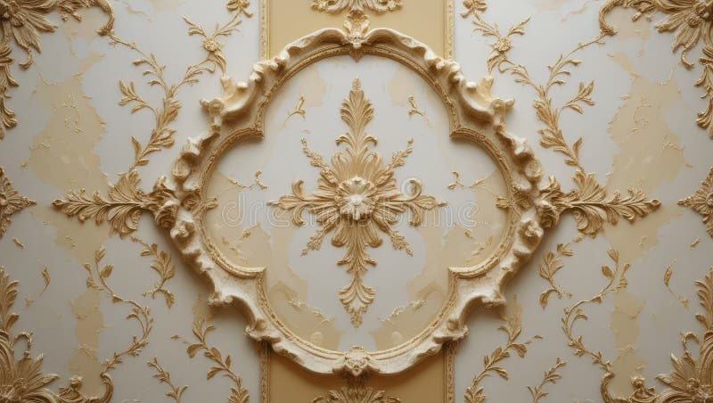 A Section of an Ornate Ceiling and Walls. the Ceiling Features a Large ...