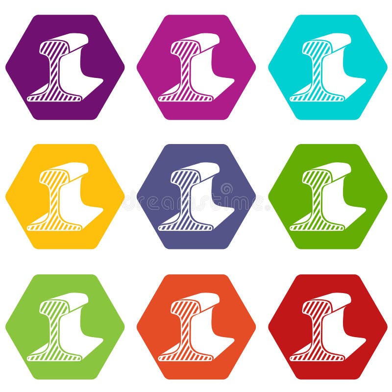 Section of Rail Icons Set 9 Vector Stock Vector - Illustration of ...