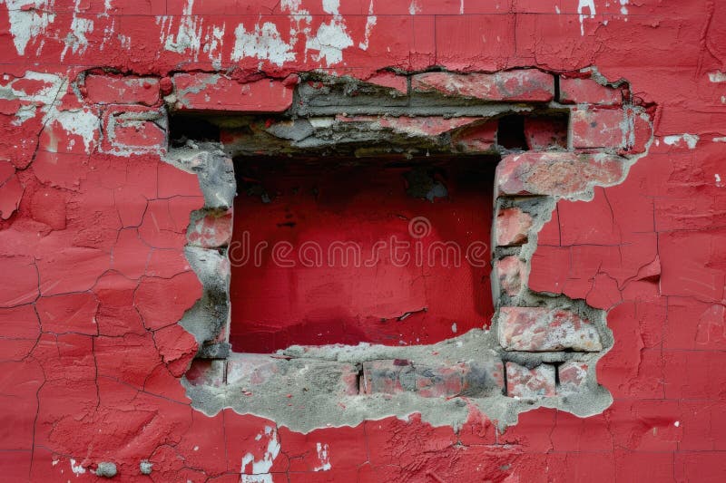 A Section of Red Wall with a Hole in it, Providing an Entry Point or ...