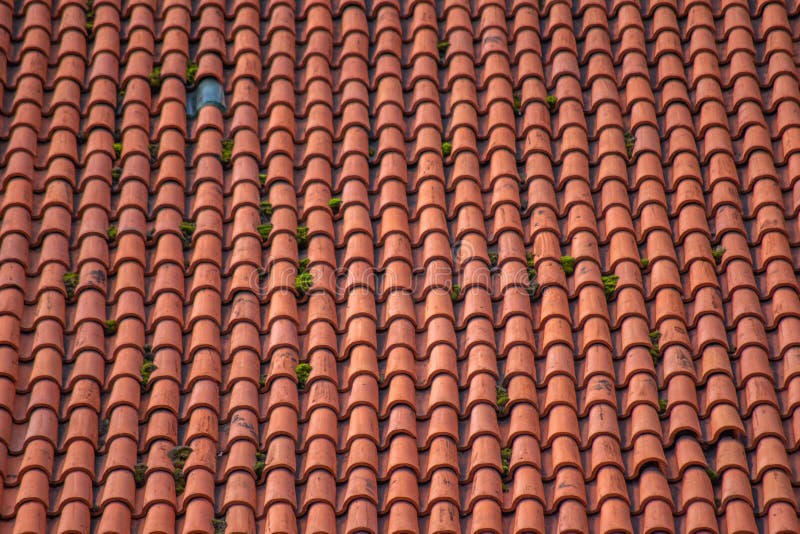 Section of the Roof of an Old Building Covered with Red Tiles Stock ...