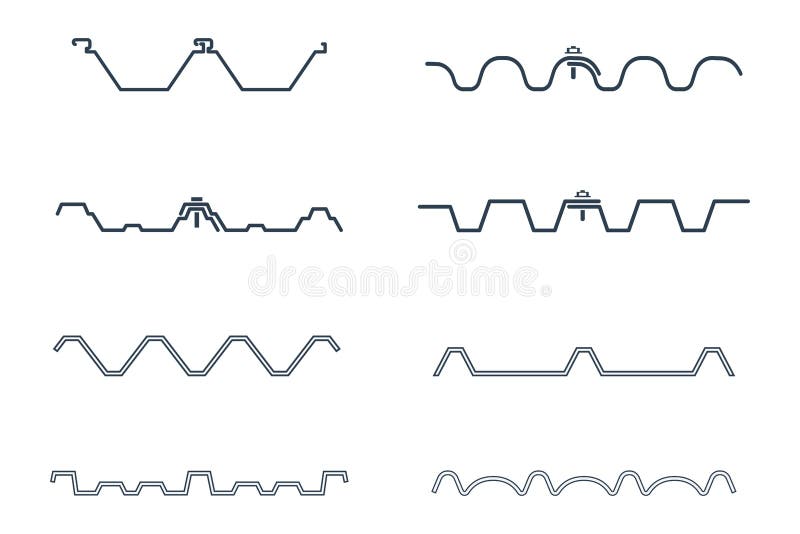 Section of Roof Sheet Icon Set, Vector Illustration Stock Vector ...