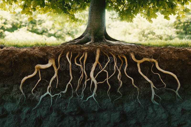 Section in Soil Showing the Root of a Tree Stock Illustration ...