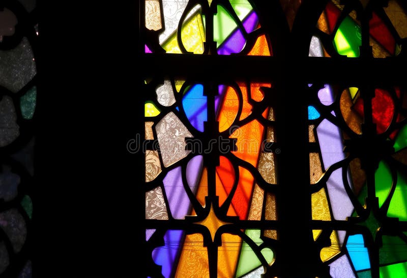 A Section of a Stained Glass Window with Intricate Patterns Crea Stock ...