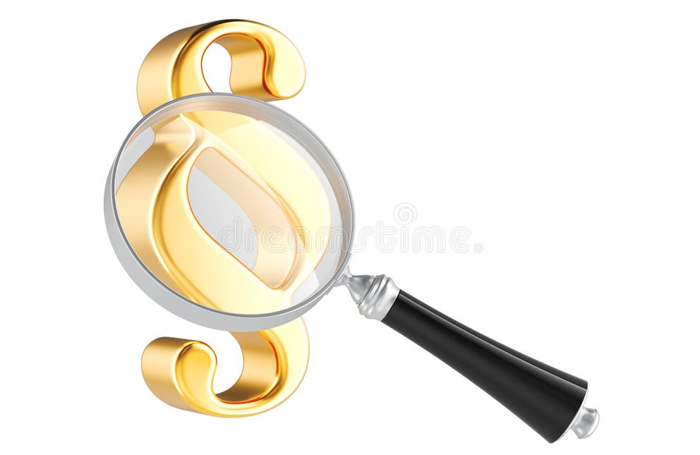 Section Symbol with Magnifying Glass, 3D Rendering Stock Illustration ...
