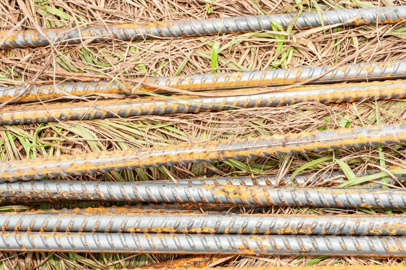 Section of Ten Metal, Rusting Rebars, on the Ground Stock Image - Image ...
