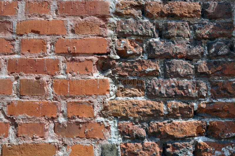 Section of the Wall Made of Old Red Brick. Background Stock Photo ...