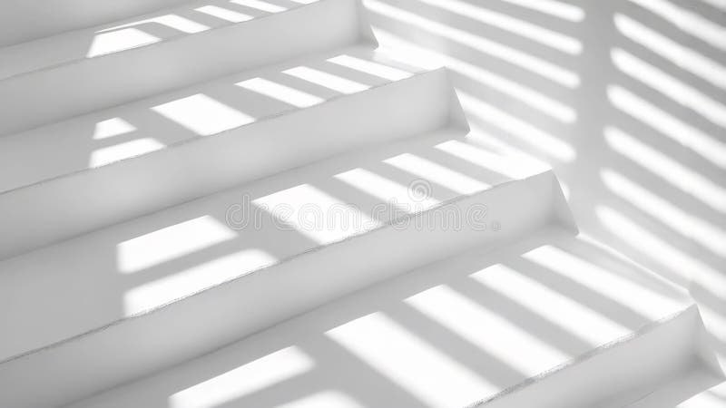 A Section of White Stairs with Striking Shadows on a Textured Bright ...