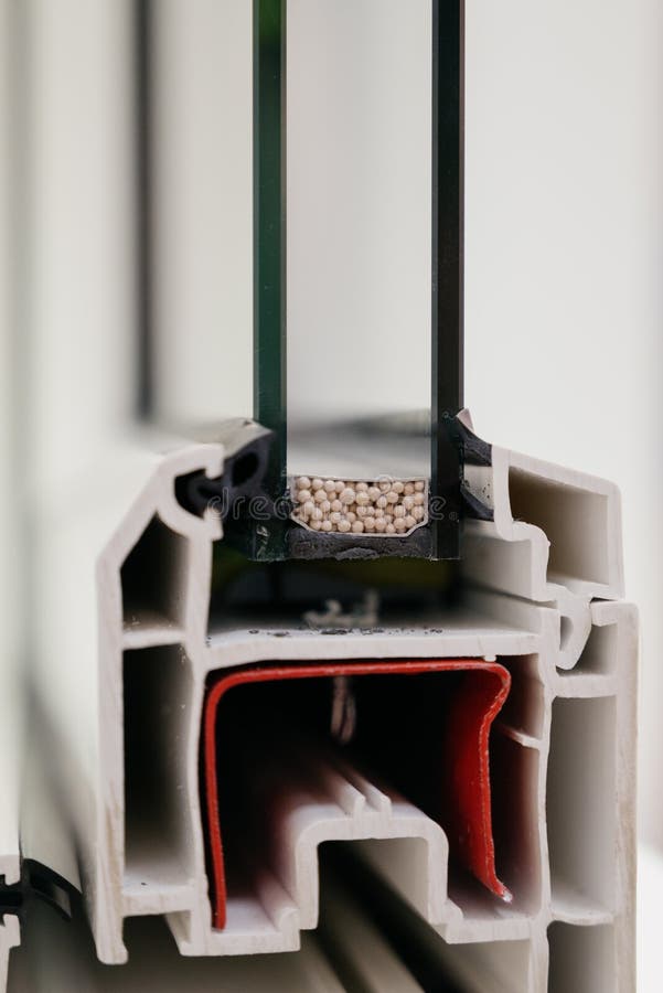 Section of Window Profile with Metal, Glass and Insulation Stock Image ...