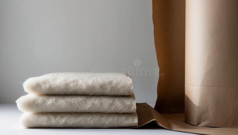 A Section of Wool Insulation, Wrapped Neatly in Natural Kraft Paper ...