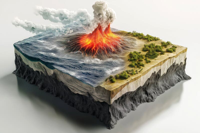 Sectional Diagram of Hotspot Volcanism Showing Plume Tail and Head ...