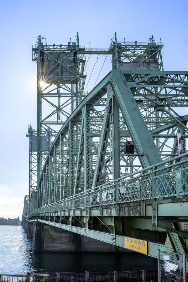 Sectional Drawbridge Columbia River Interstate Bridge with Towers and ...