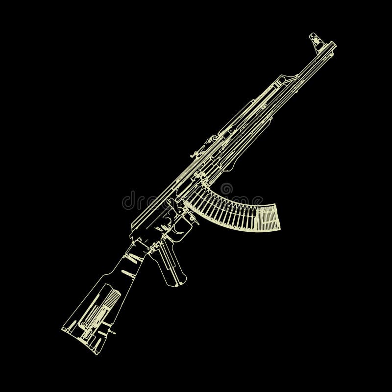 Sectional Drawing of an Assault Rifle. Stock Vector - Illustration of ...
