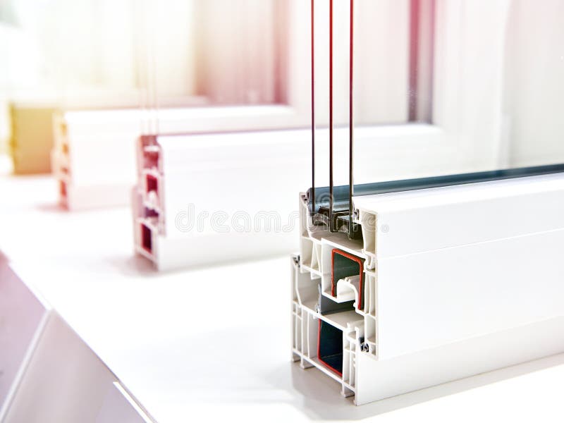 Sectional Frame of Plastic Insulating Glass Windows Stock Image - Image ...