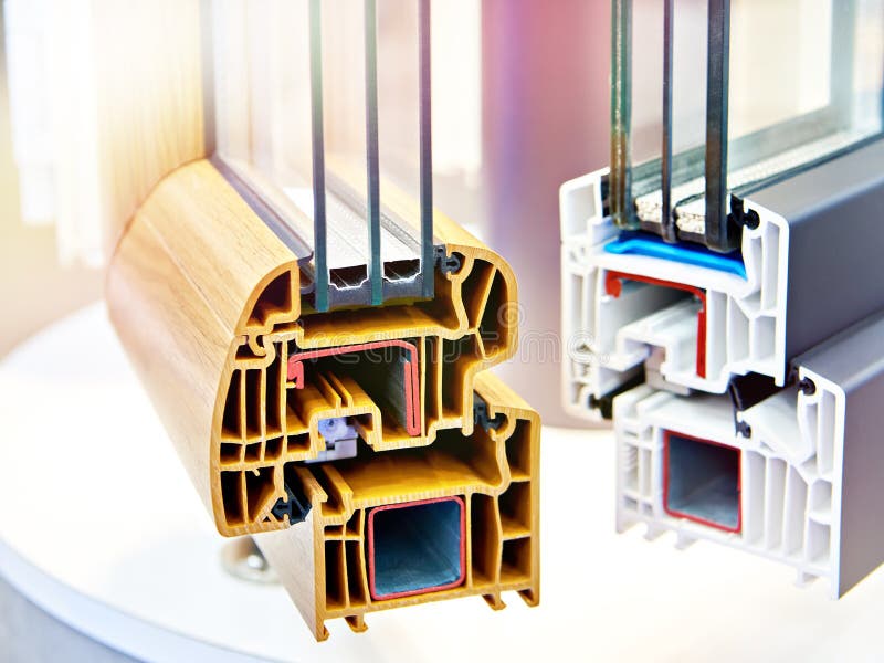 Sectional Frame of Plastic Insulating Glass Windows Stock Image - Image ...