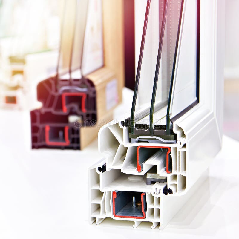 Sectional Frame of Plastic Insulating Glass Windows Stock Image - Image ...
