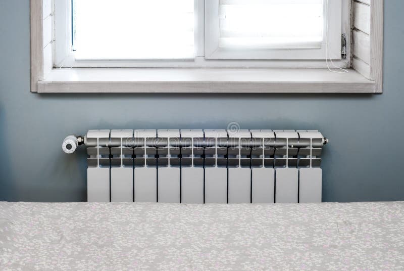 Sectional Heating Panel Under the Window in the Bedroom Stock Image ...